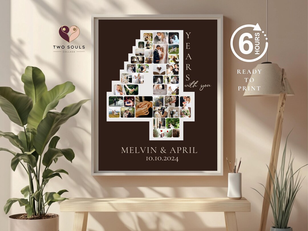 Personalized Photo Collage Printable Photo Collage 4th Anniversary ...