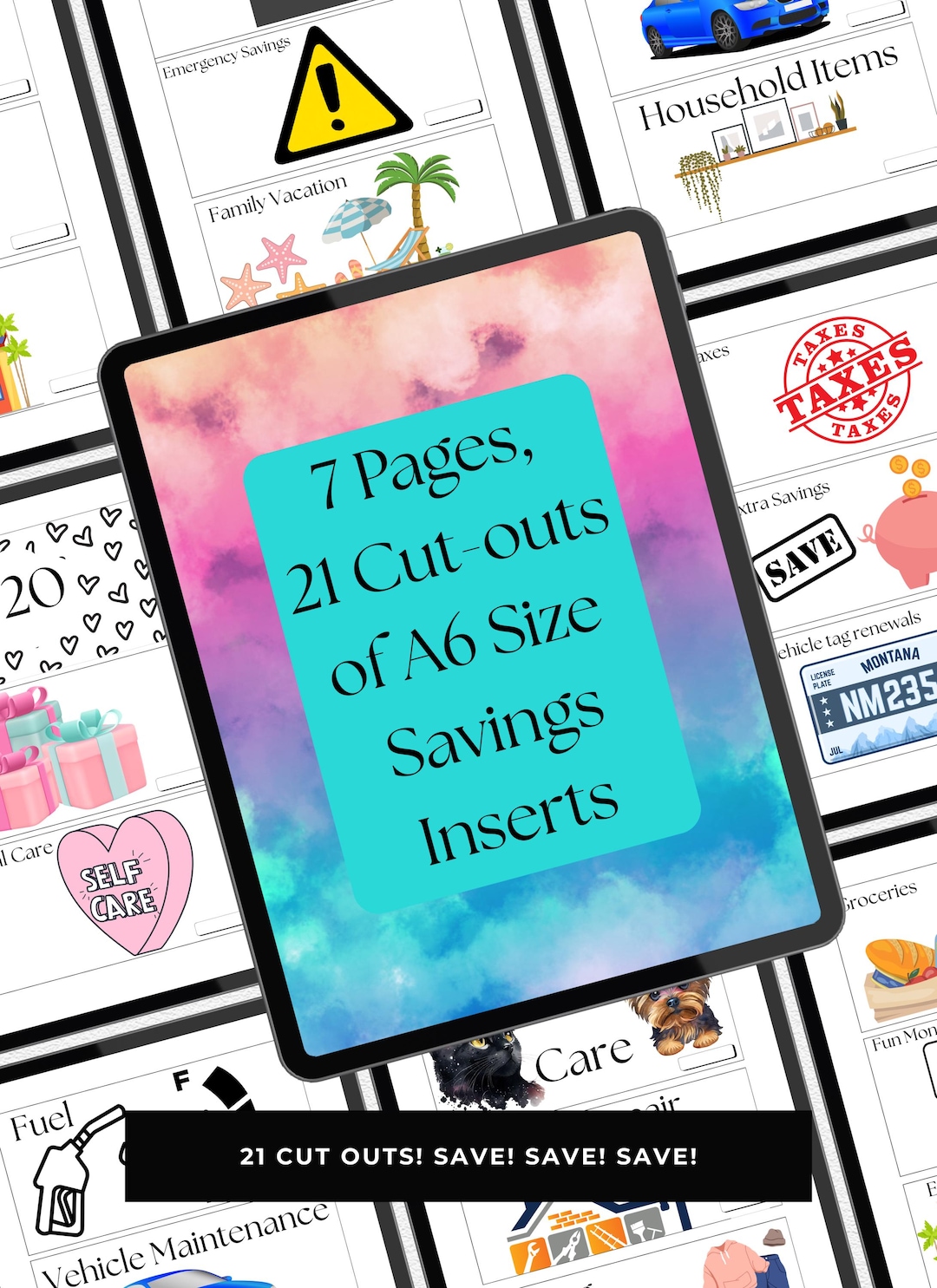 A6 Envelope Savings Cut-outs Printable | Cash Budget Planner With ...