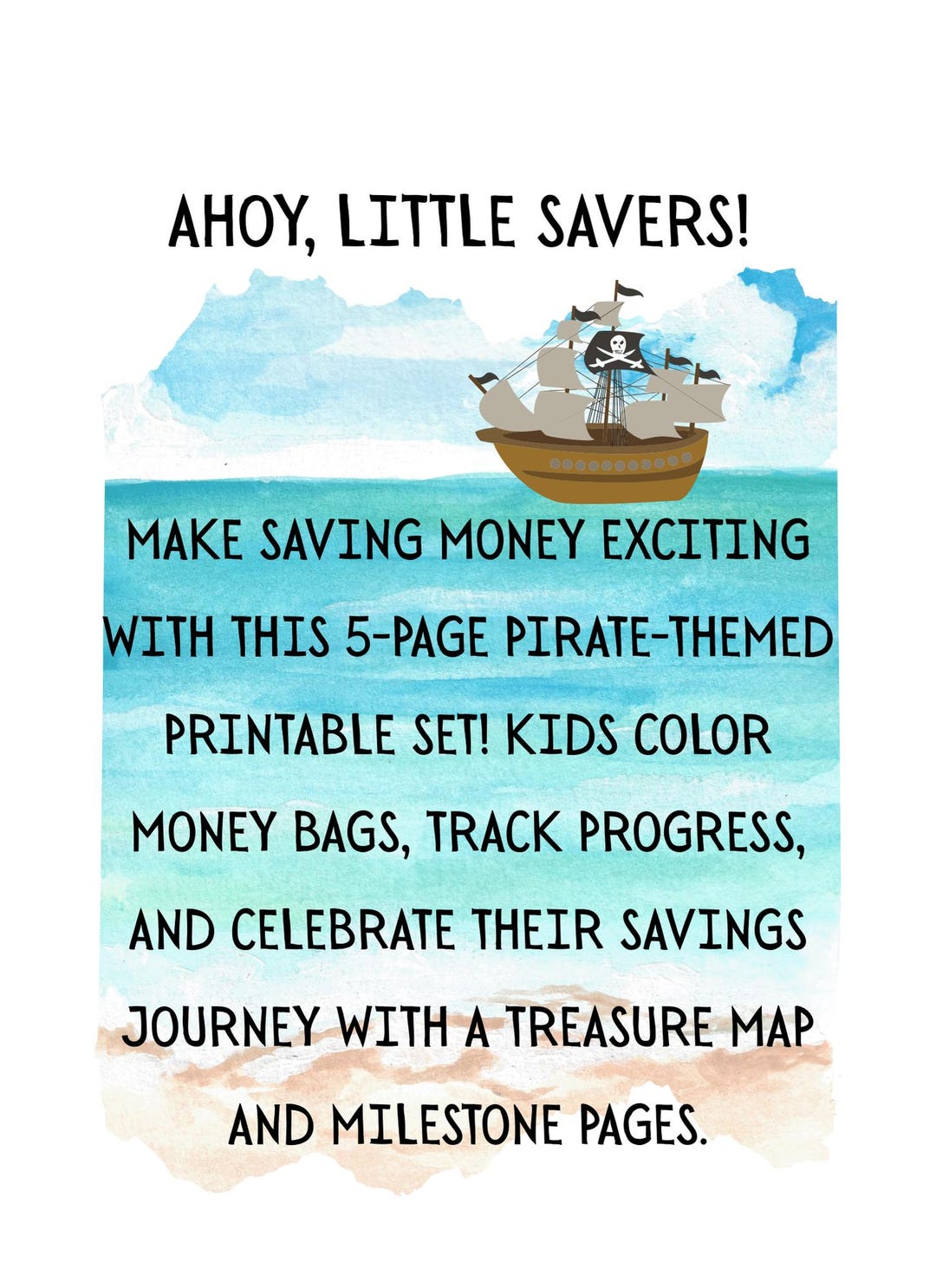 Kids Pirate Savings Challenge: Treasure Map Budget Tracker (printable ...