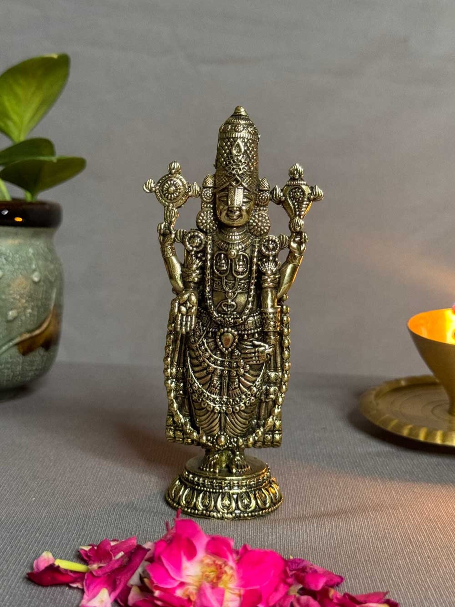 Sacred Splendor 4.2-inch Brass Idol of Tirupati Balaji , Lord Sri ...