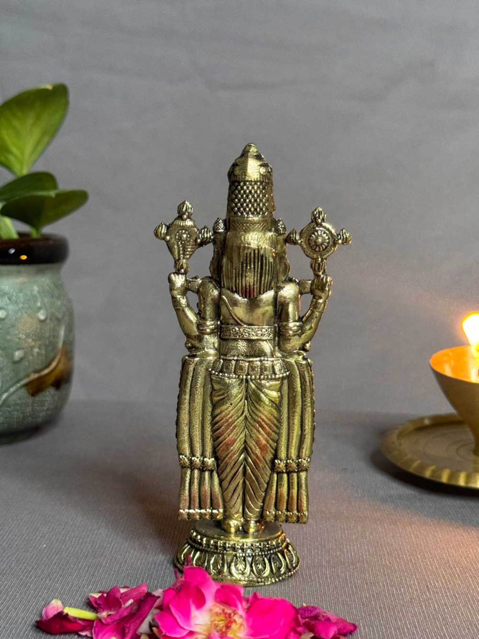 Sacred Splendor 4.2-inch Brass Idol of Tirupati Balaji , Lord Sri ...