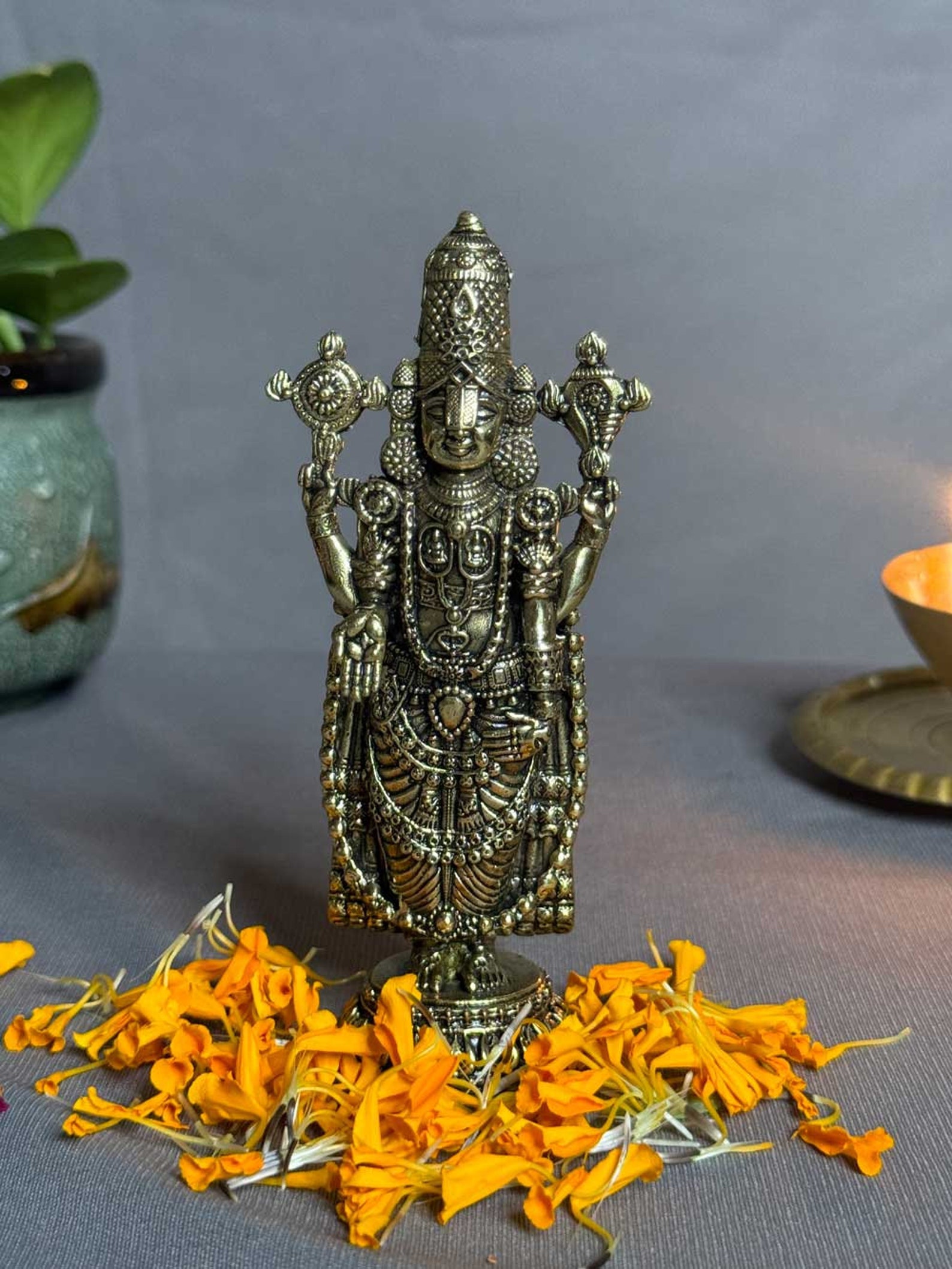 Sacred Splendor 4.2-inch Brass Idol of Tirupati Balaji , Lord Sri ...