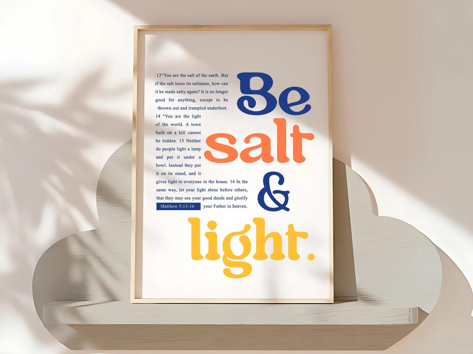 Be Salt and Light Bible Verse Wall Art, Matthew 5:13-16 Scripture Print ...