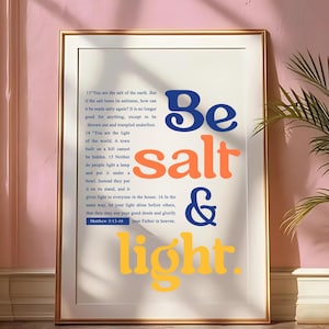 Be Salt and Light Bible Verse Wall Art, Matthew 5:13-16 Scripture Print ...
