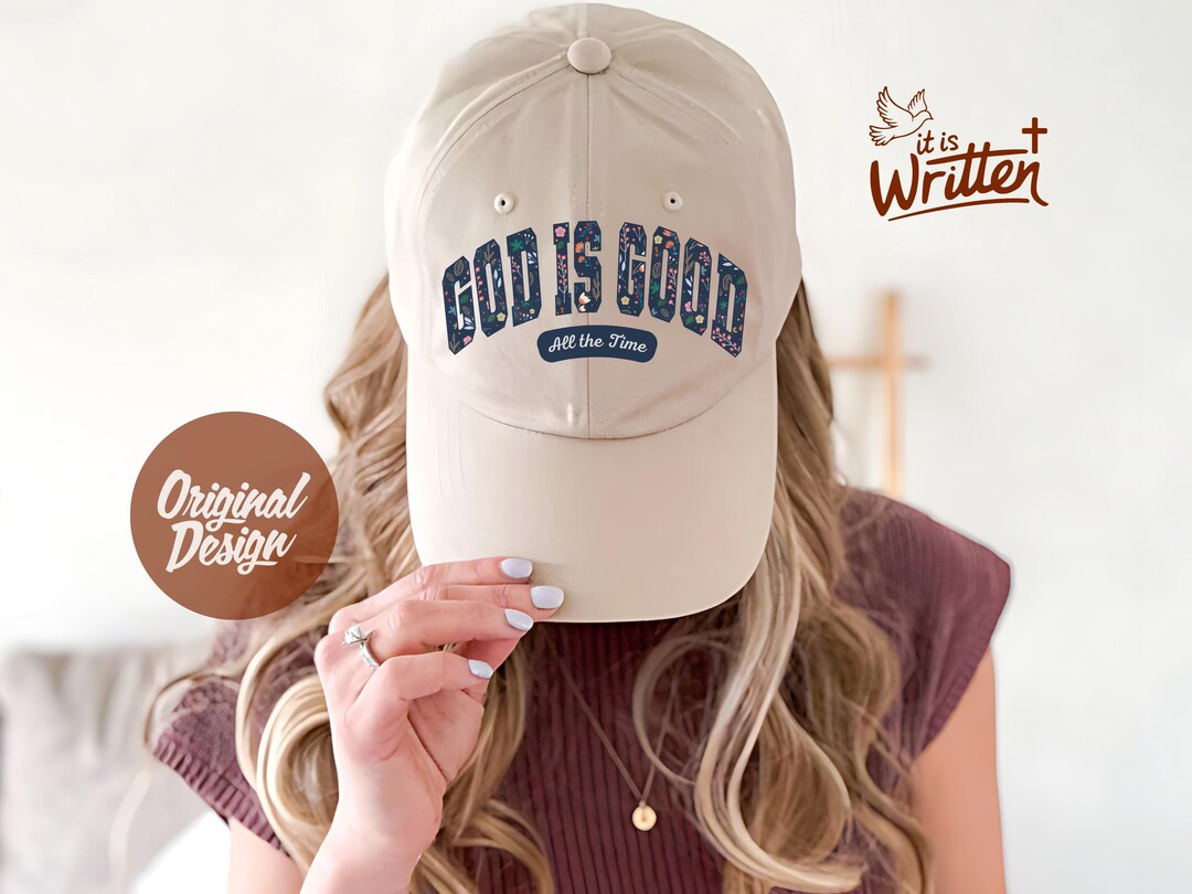 God is Good Christian Hat PNG: Floral Baseball Cap Sublimation Design ...