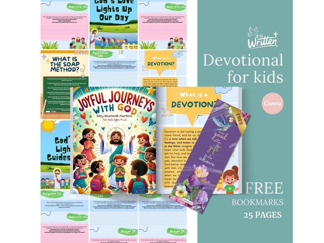 Kids Devotions Journal: Printable Daily Bible Study With Bookmarks ...