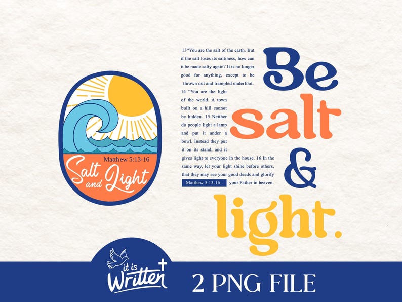 Be Salt and Light Bible Verse Wall Art, Matthew 5:13-16 Scripture Print ...