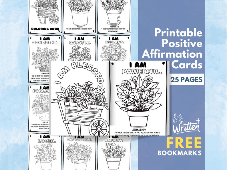25 Printable Positive Affirmation Cards to Color for Kids, Motivational ...
