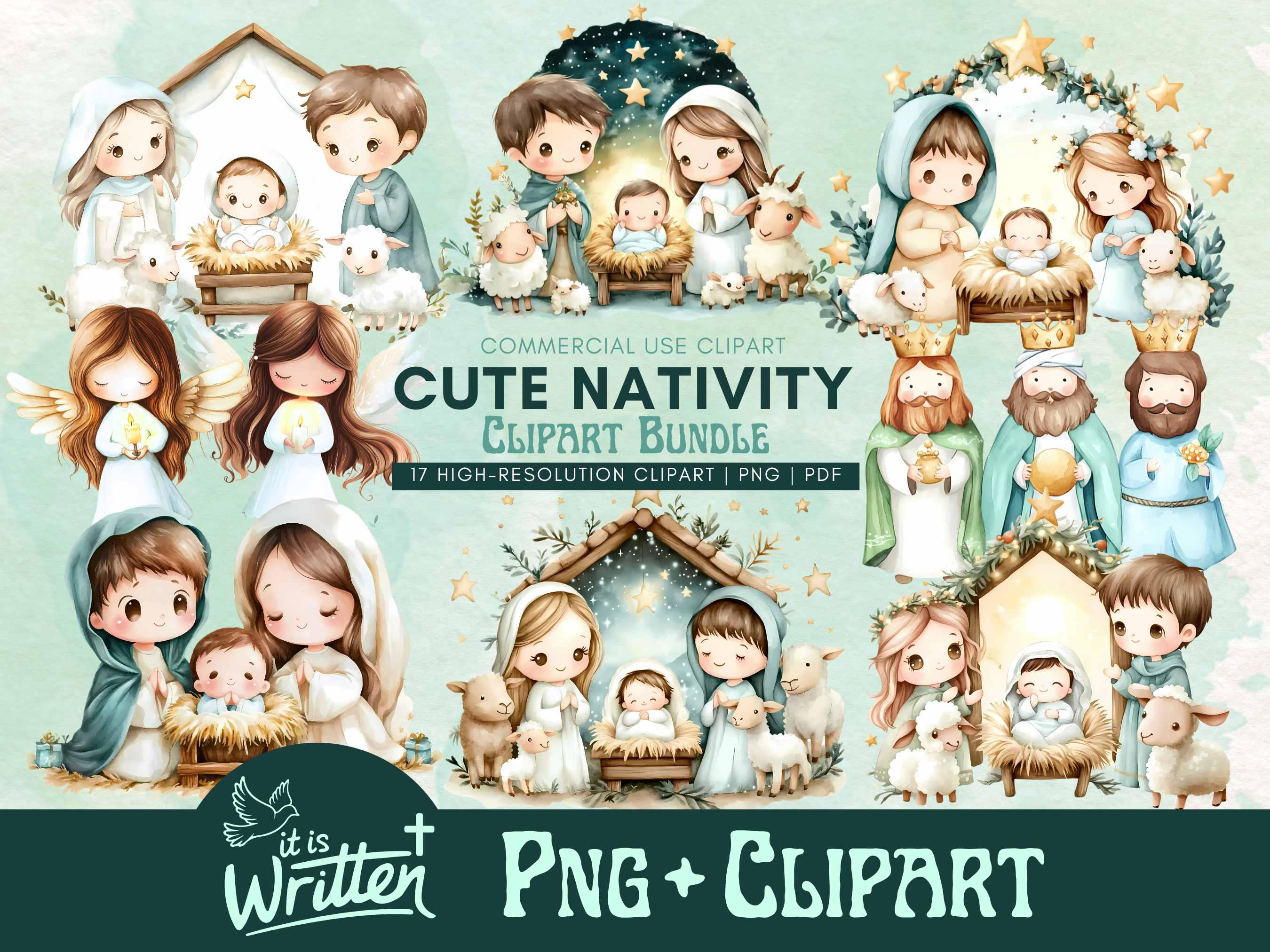 Christmas Nativity Scene Watercolor Nativity Religious Clipart Holiday ...