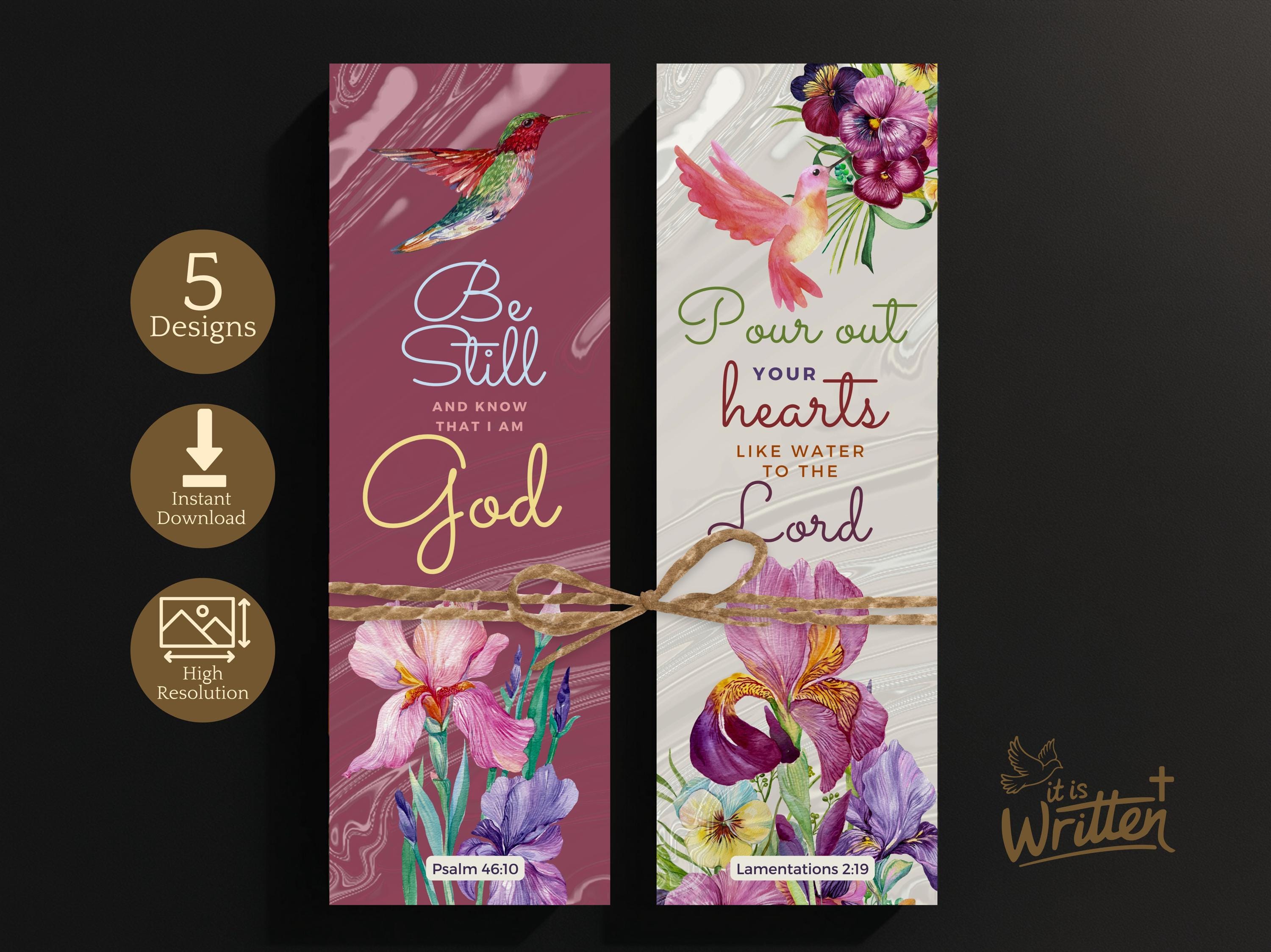 Printable Bible Verse Bookmarks Scripture Watercolor Bookmark Floral ...