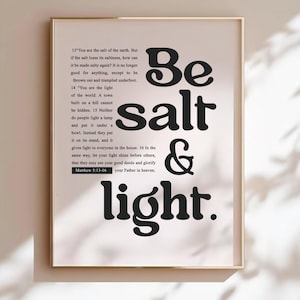 Be Salt and Light Bible Verse Wall Art, Matthew 5:13-16 Scripture Print ...