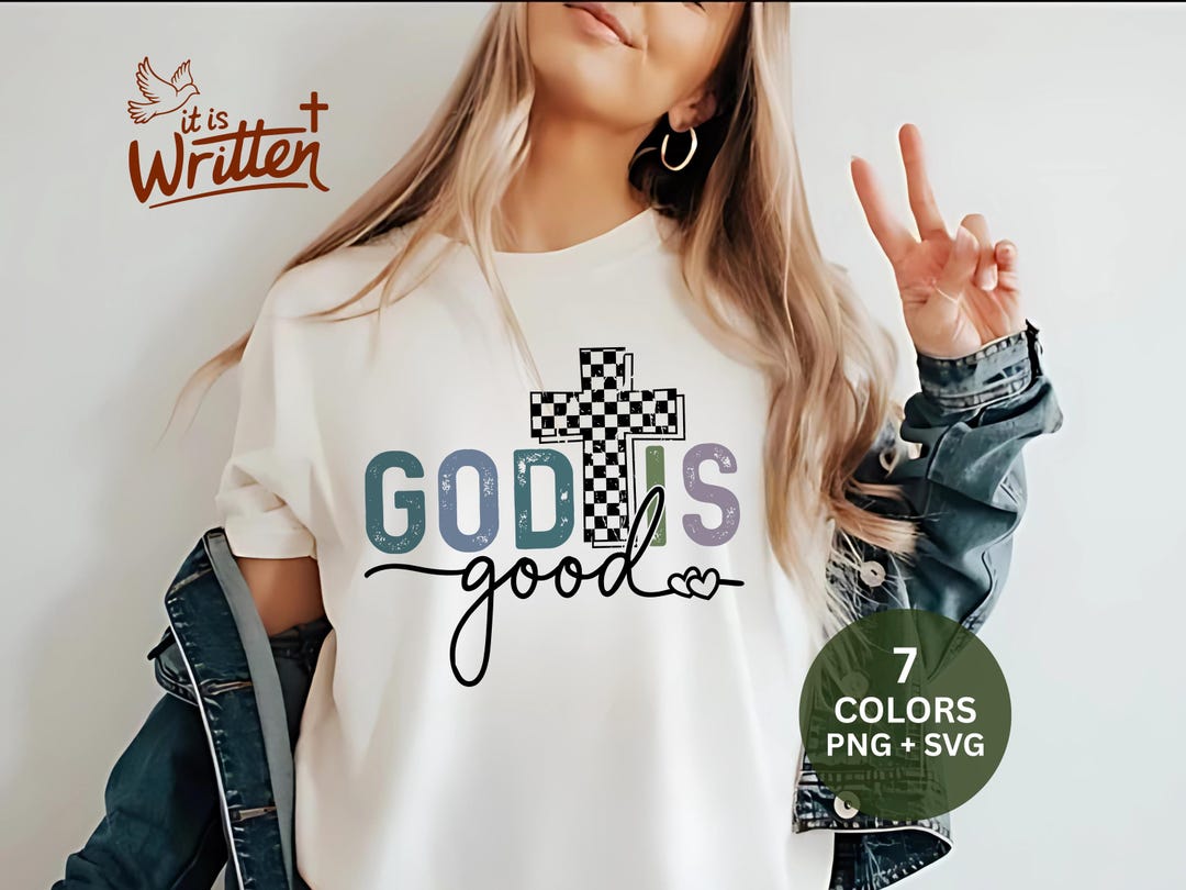 God is Good Checkered Cross PNG SVG, Christian Shirt Design, Faith T ...