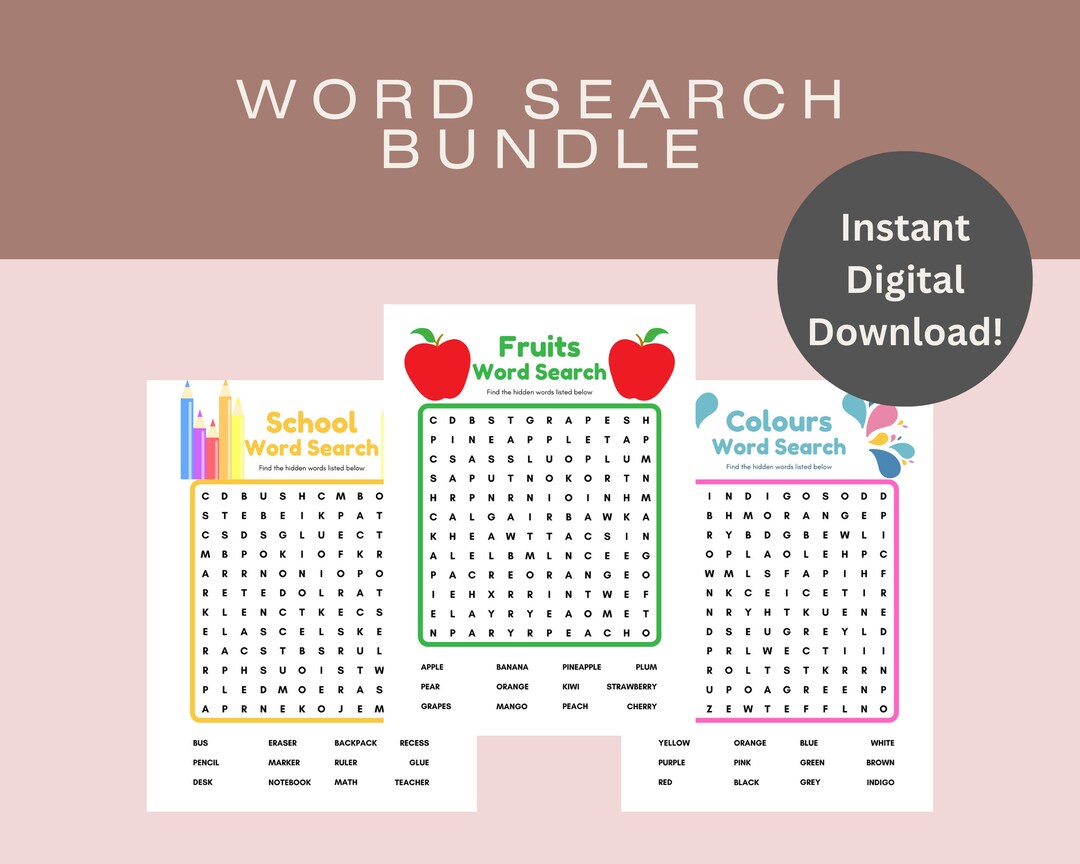 Word Search Booklet for Kids, 10 Word Searches, Children's Activity ...