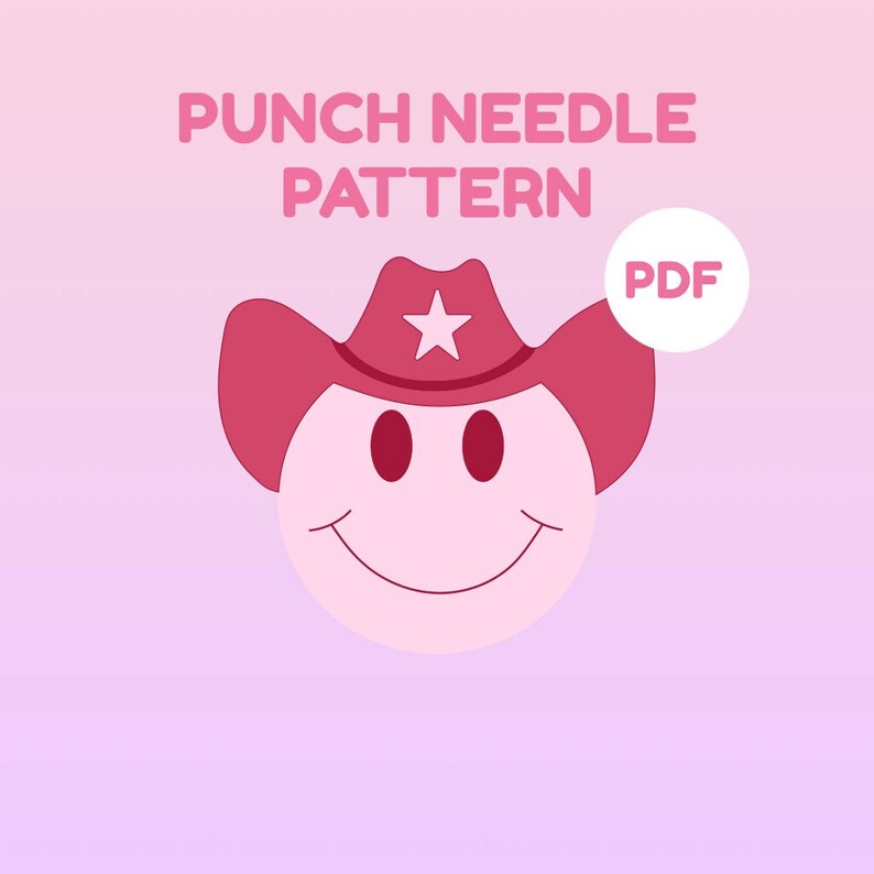 Cowboy Smiley Face Mug Rug Punch Needle PDF Pattern for Beginners ...