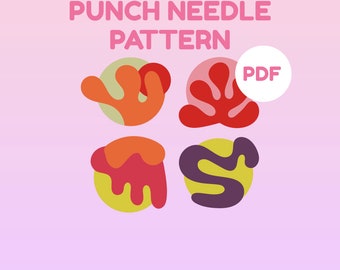 Checkered Circle Design Mug Rug Punch Needle PDF Pattern Beginners ...