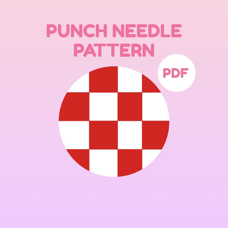 Checkered Circle Design Mug Rug Punch Needle PDF Pattern Beginners ...