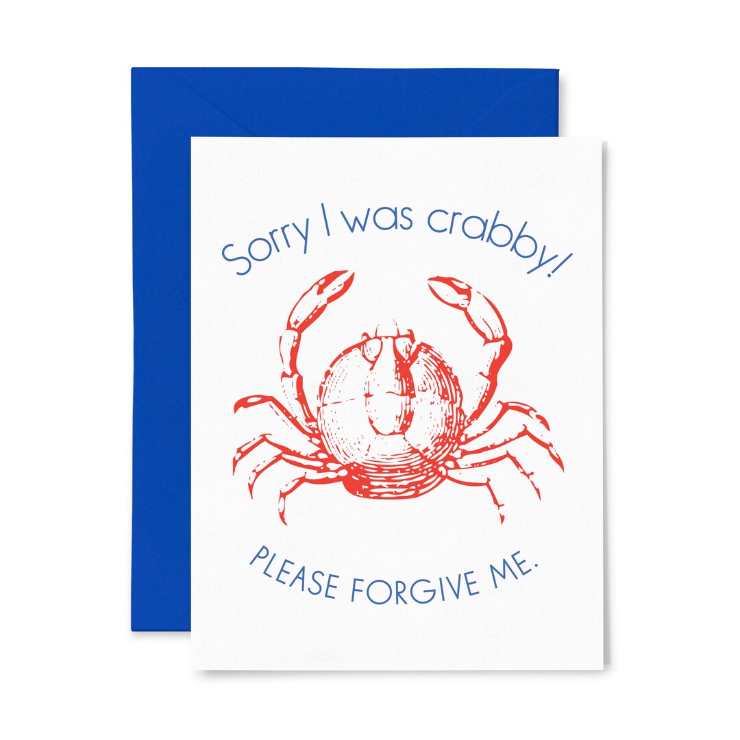 Crabby | Forgive Me | Letterpress Greeting Card - Etsy
