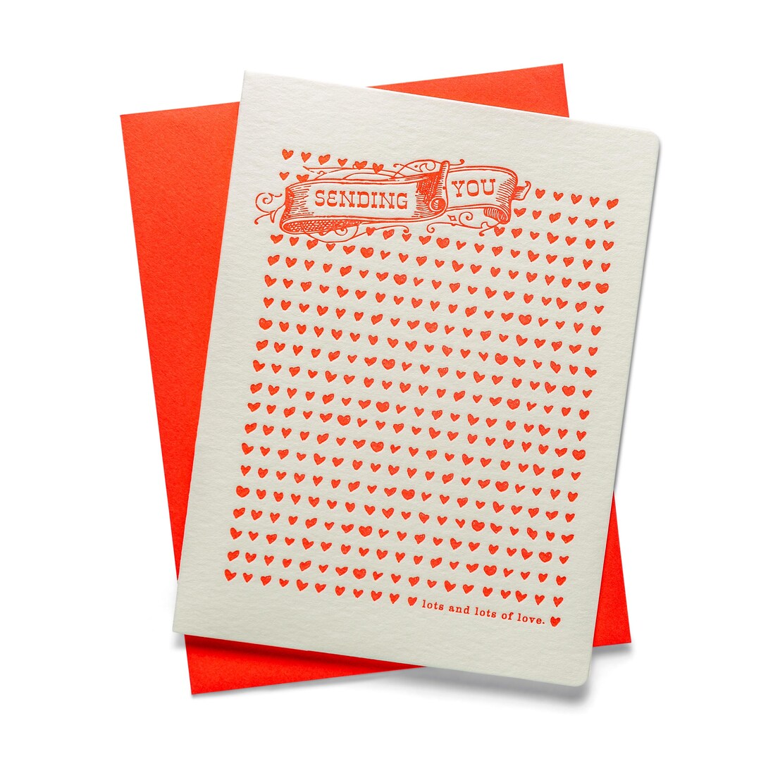 Sending Hearts | Love | Letterpress Greeting Card - Etsy