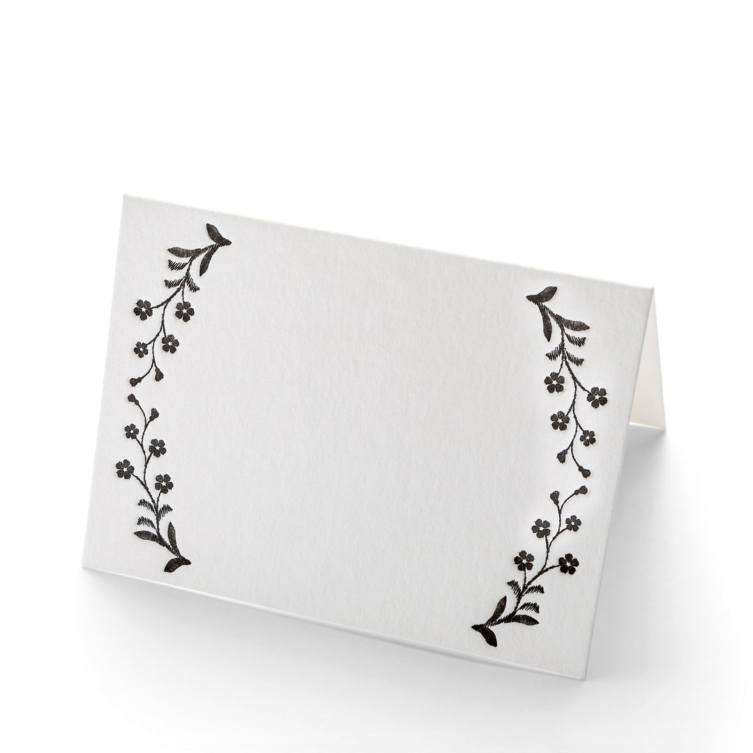 Folded Place Cards | Black Floral - Etsy