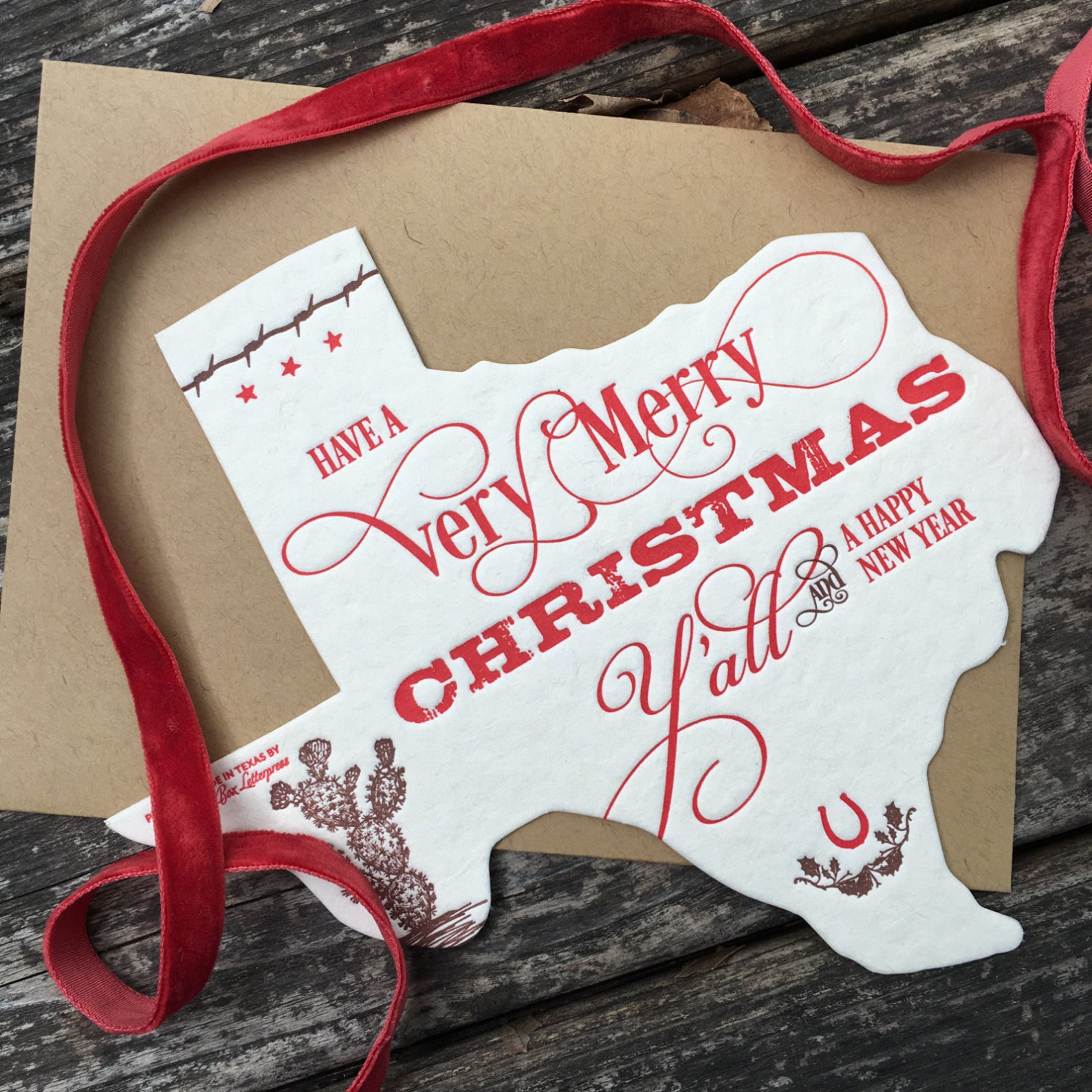 Greeting Card | Letterpress | Texas Holiday Greeting Card - Letterpress ...