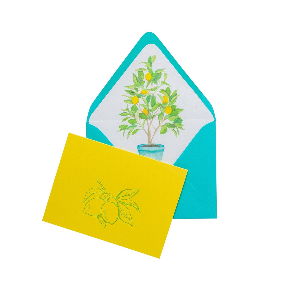 Folded Fancy Notecards Set | Lemon - Etsy