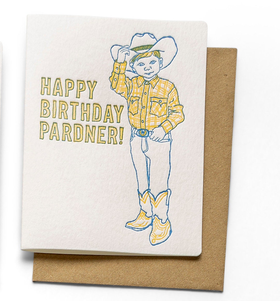 Happy Birthday Pardner Birthday Letterpress Greeting Card - Etsy