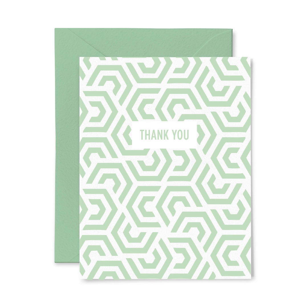 Mint Thank You Thank You Letterpress Greeting Card - Etsy
