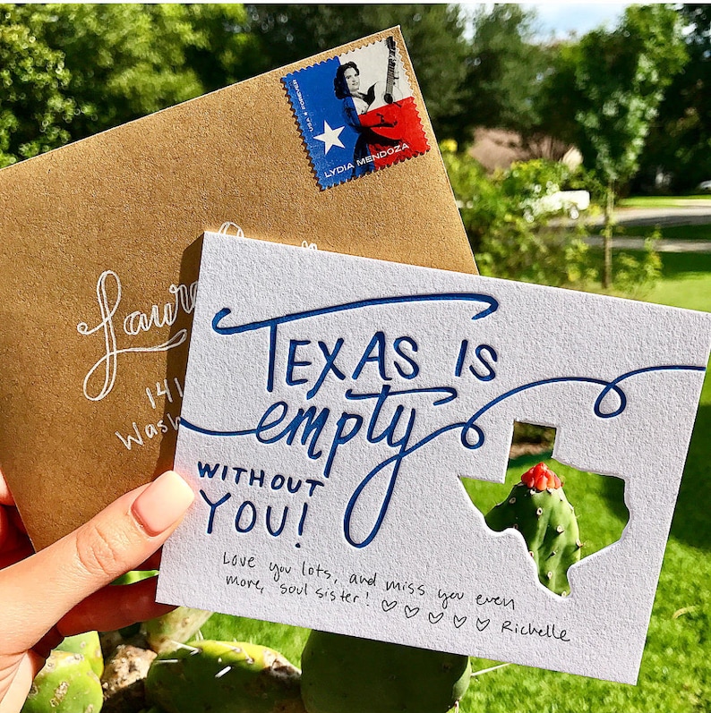 Die Cut | Texas is Empty Without You - Letterpress Die Cut Flat Card - Etsy