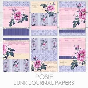 Posie Printable Digital Background and Journal Papers Junk Journal Kit ...
