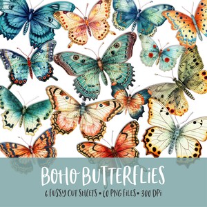 Boho Butterflies Clip Art and Fussy Cuts for Commercial Use - Etsy