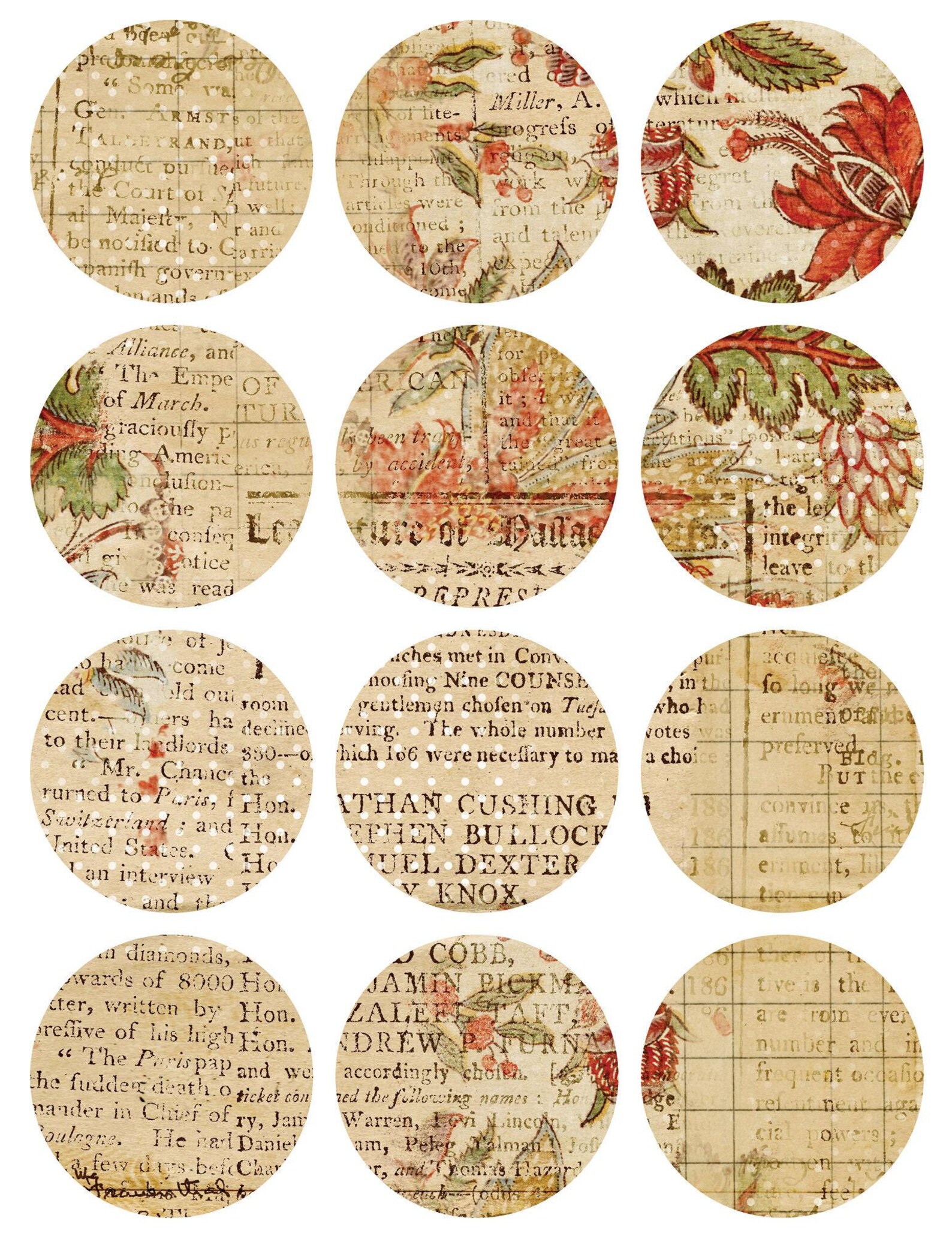 Printable Circle Stickers Collage Sheet No. 5 for Junk Journaling ...
