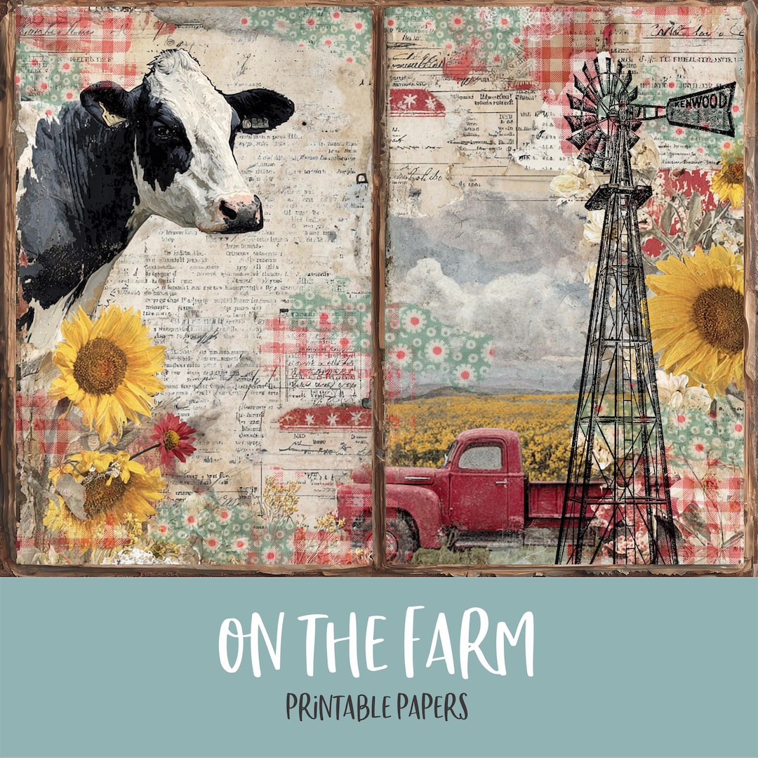 On the Farm Printable Digital Background and Journal Papers Junk ...