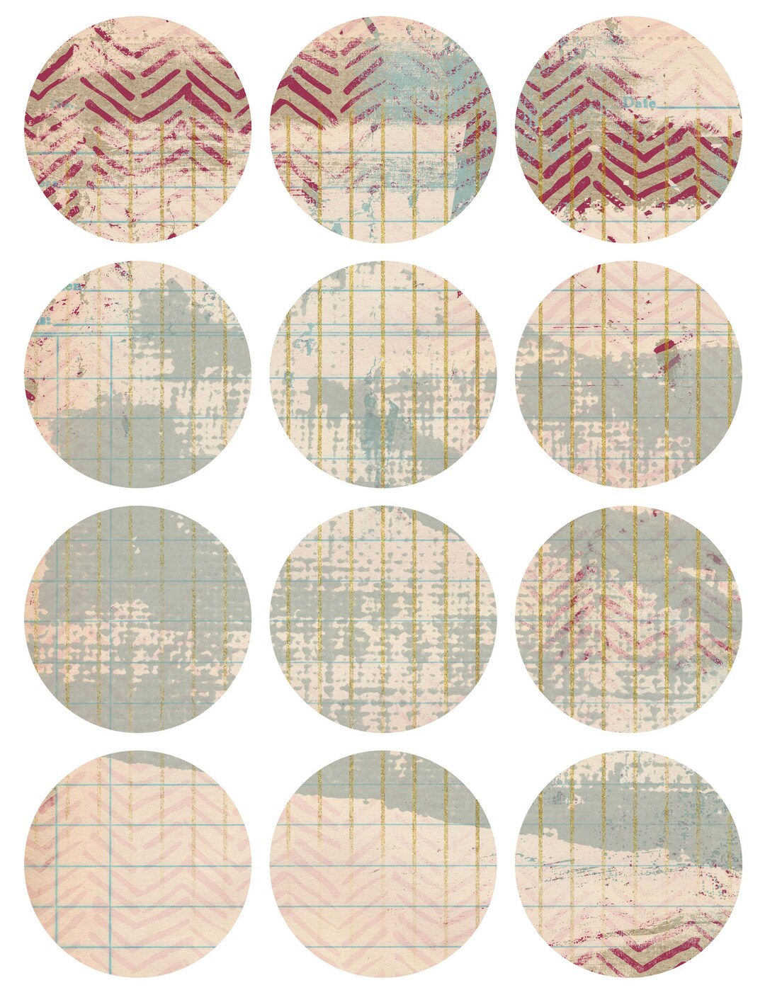 Printable Circle Stickers Collage Sheet No. 3 for Junk Journaling ...