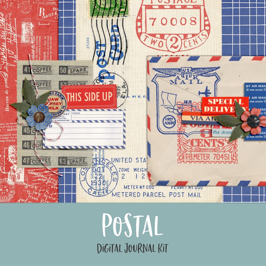 Postal Digital Printable Junk Journal Kit - Etsy