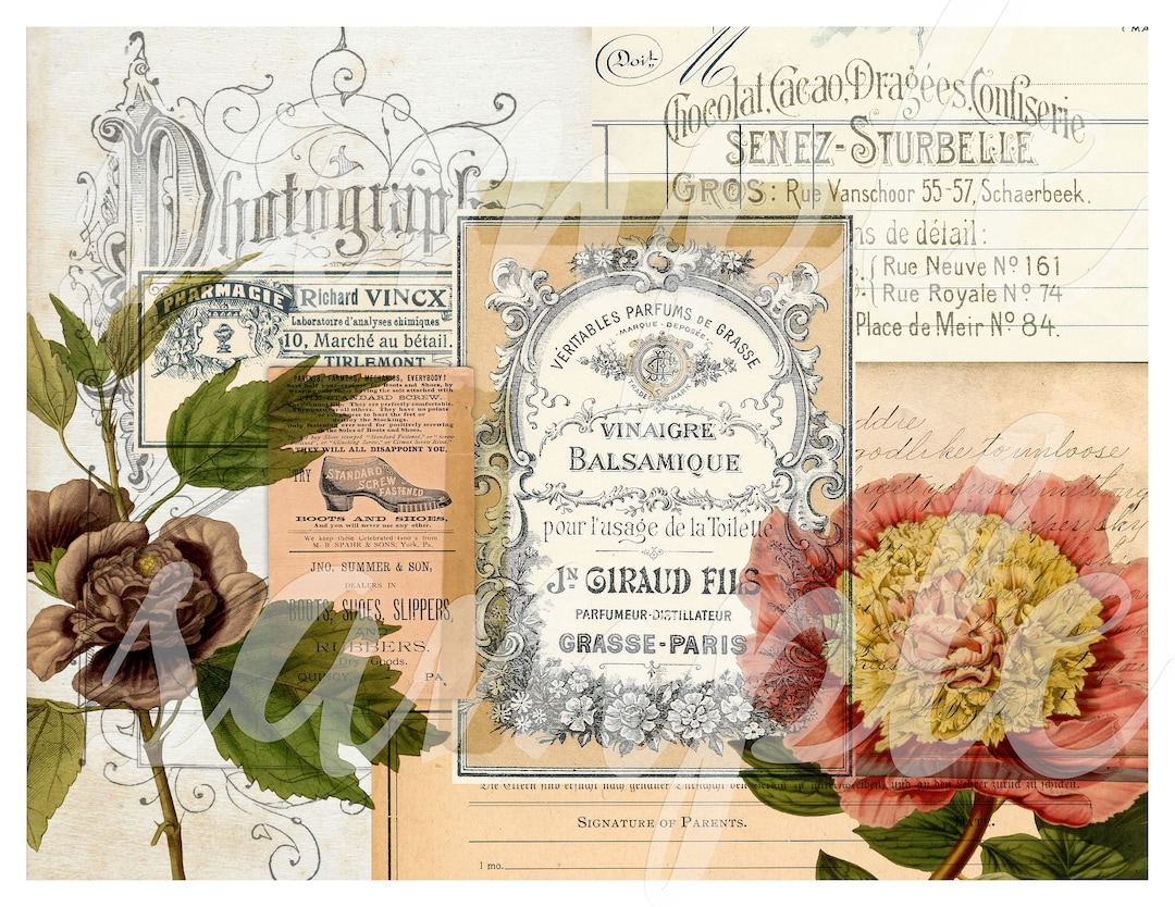 Digital Ephemera Collage Sheet Printable No. 8 for Junk Journals and ...