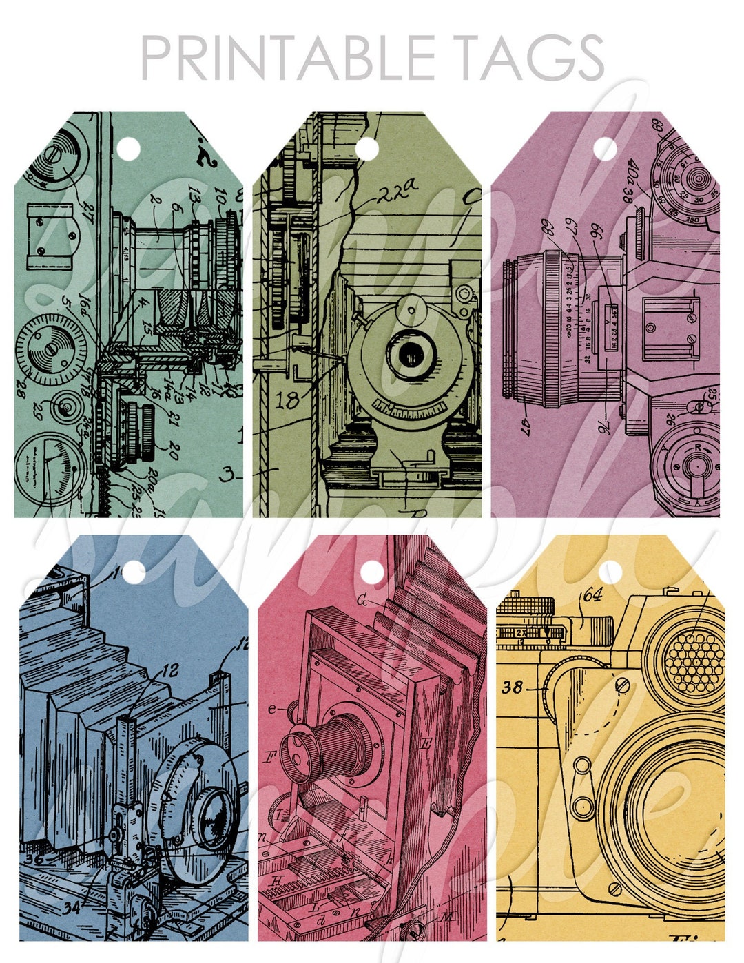 Cameras Journaling Tags Collage Sheet for Junk Journals - Etsy