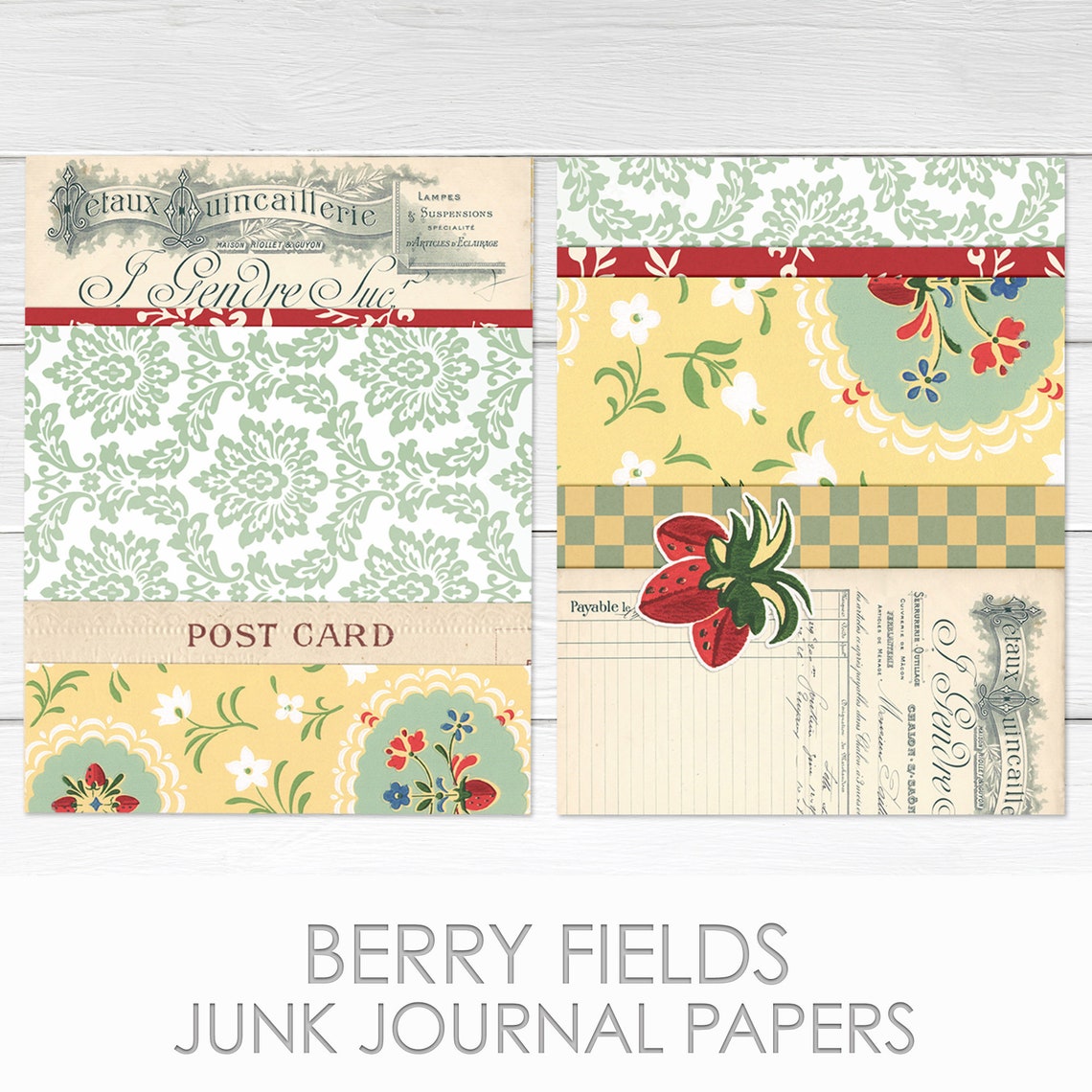 Berry Fields Printable Digital Background and Journal Papers - Etsy