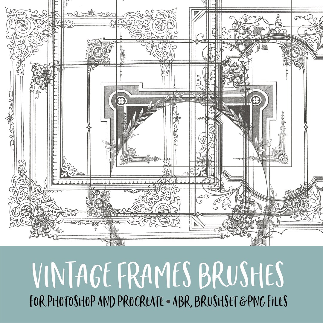 Vintage Frames Photoshop and Procreate Brushes With PNG Files for ...