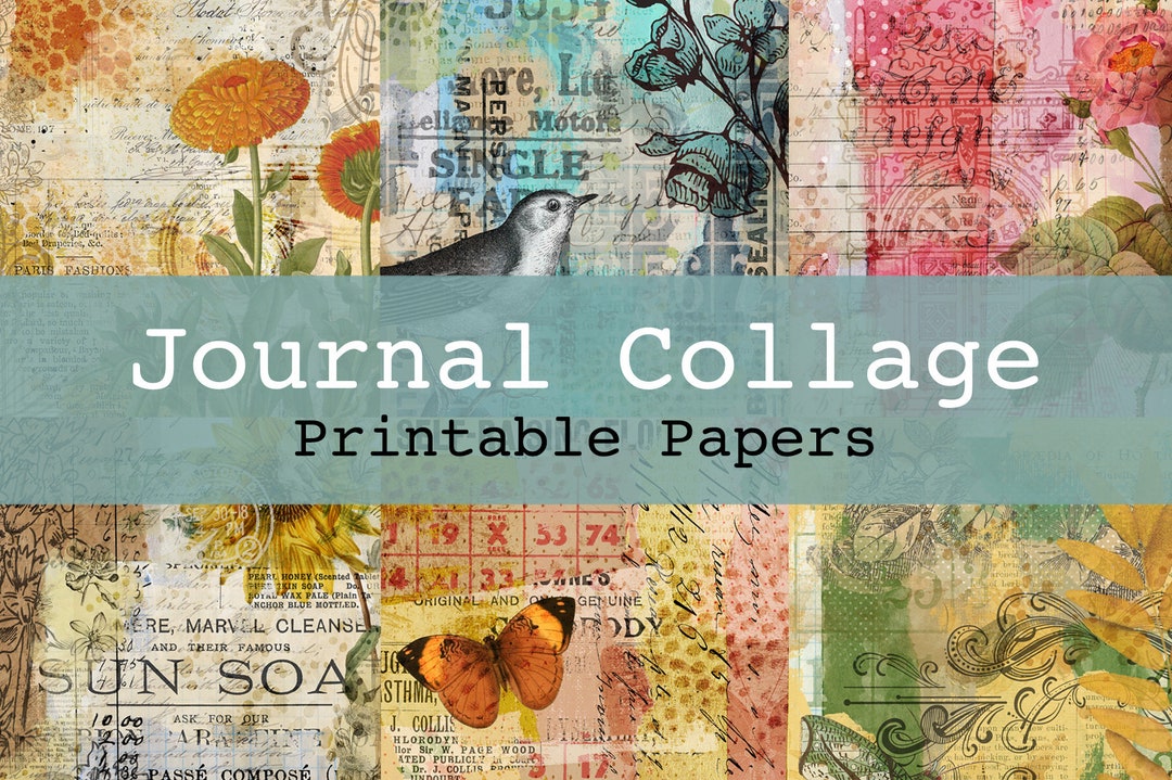Journal Collage Printable Digital Background and Journal Papers Junk ...