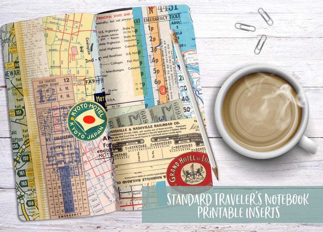 Travel Theme Digital Travelers Notebook Printable Inserts - Etsy