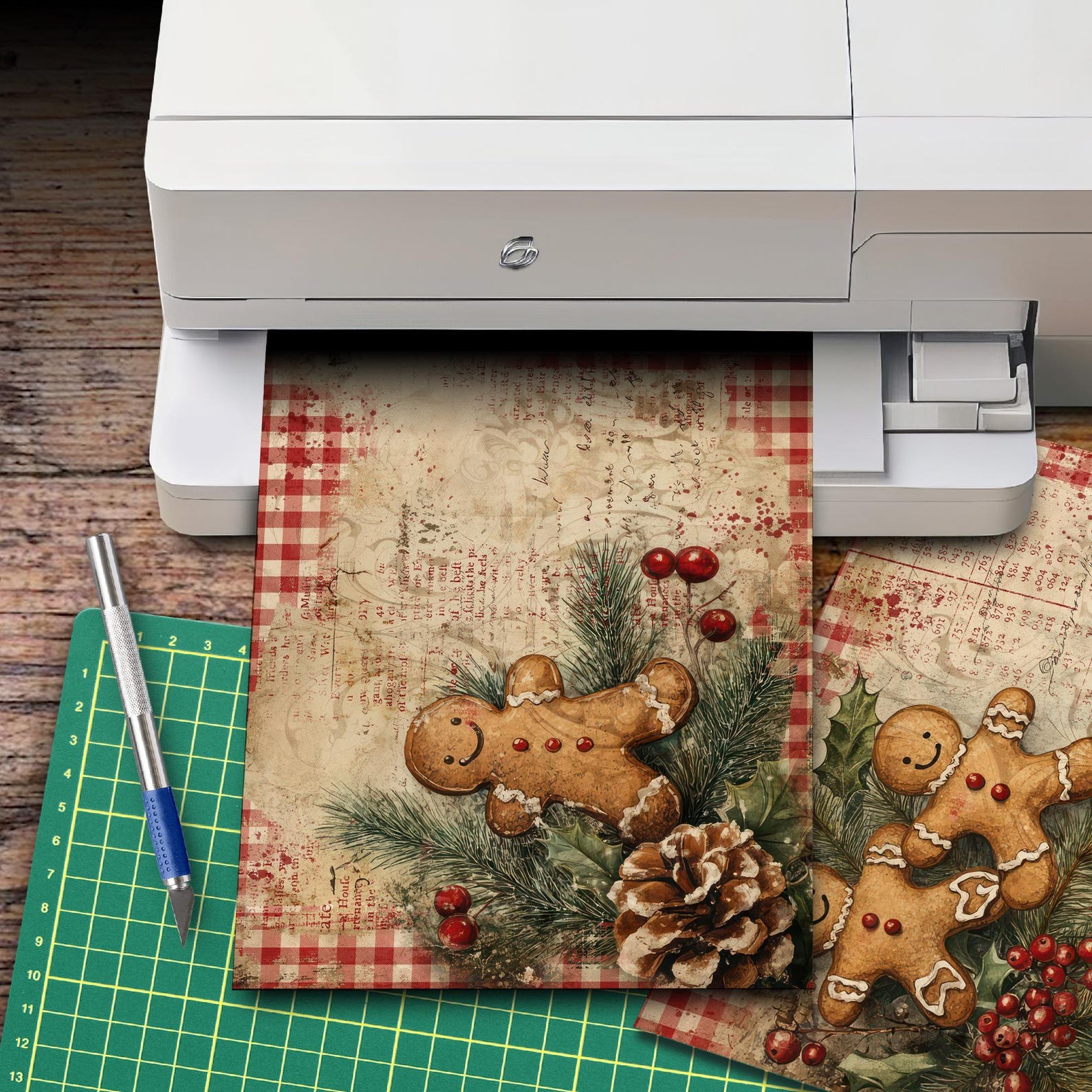 Gingerbread Printable Digital Background and Journal Papers Junk ...