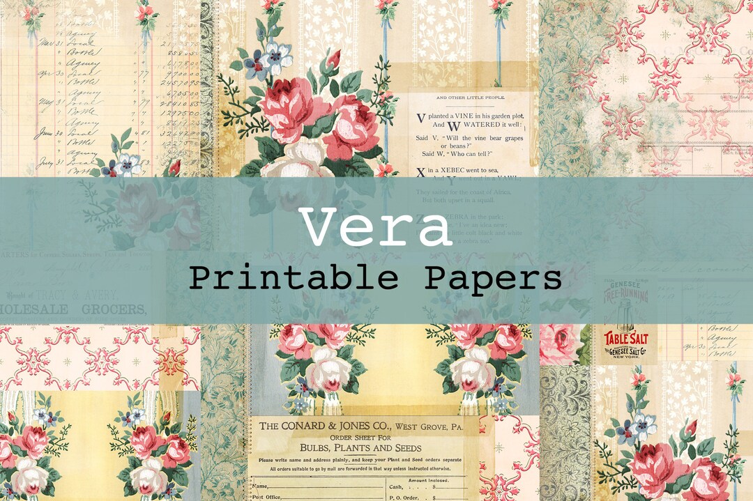 Vera Wallpaper Collage Printable Digital Background and Journal Papers ...