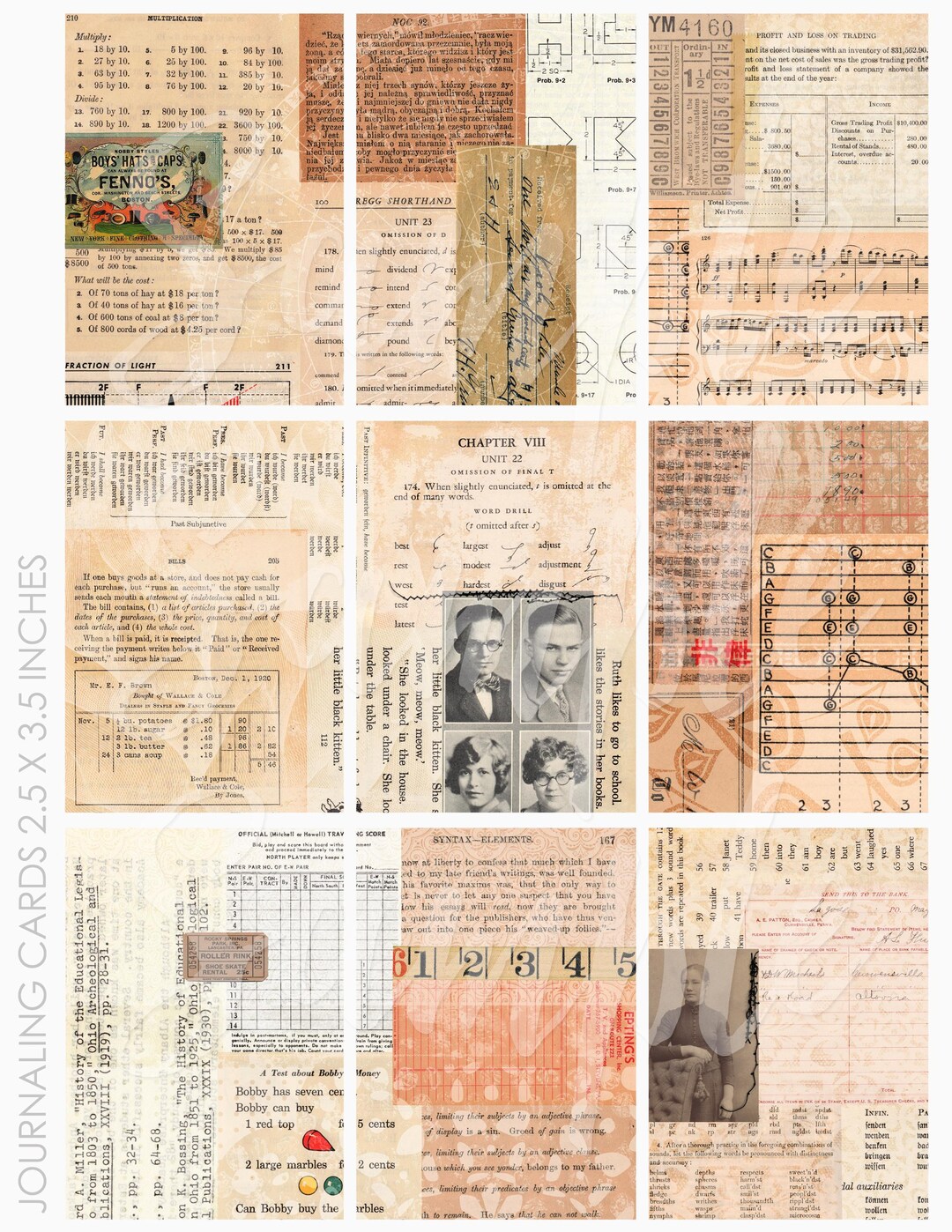 Ephemera Collage 4 Mixed Media ATC ACEO Project Life Journaling Card ...