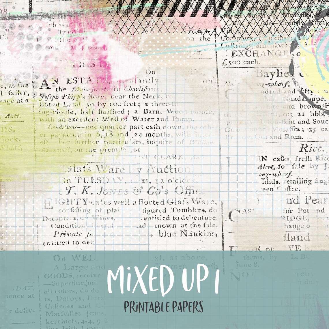 Mixed up Printable Digital Background and Journal Papers No. 1 Junk ...