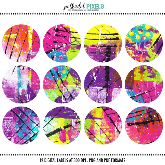Purple Passion Circle Sticker Collage Sheet and Digital | Etsy