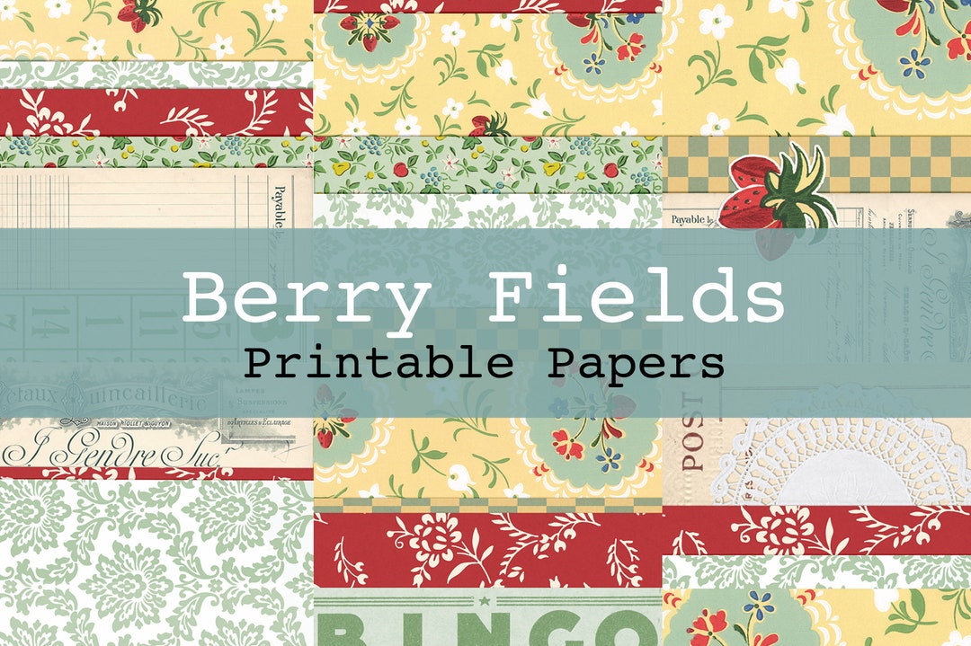 Berry Fields Printable Digital Background and Journal Papers Junk ...