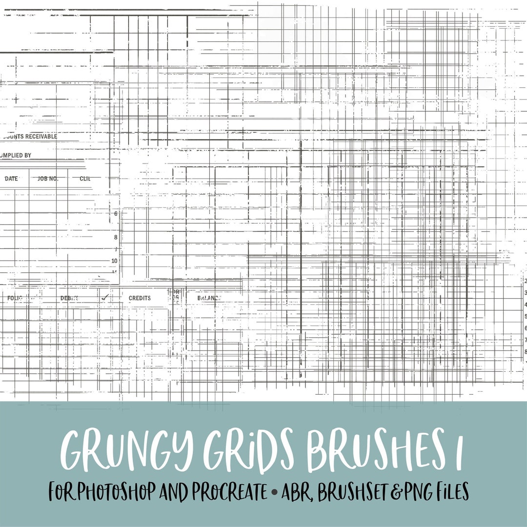 Grungy Grids Photoshop and Procreate Brushes With PNG Files for ...