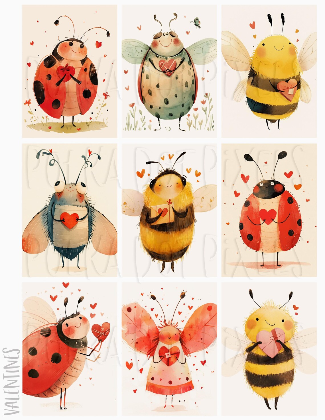 Love Bugs Printable Valentines, Envelopes and Stickers - Etsy