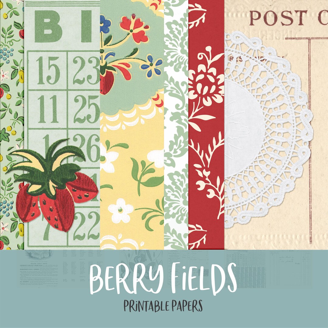 Berry Fields Printable Digital Background and Journal Papers Junk ...
