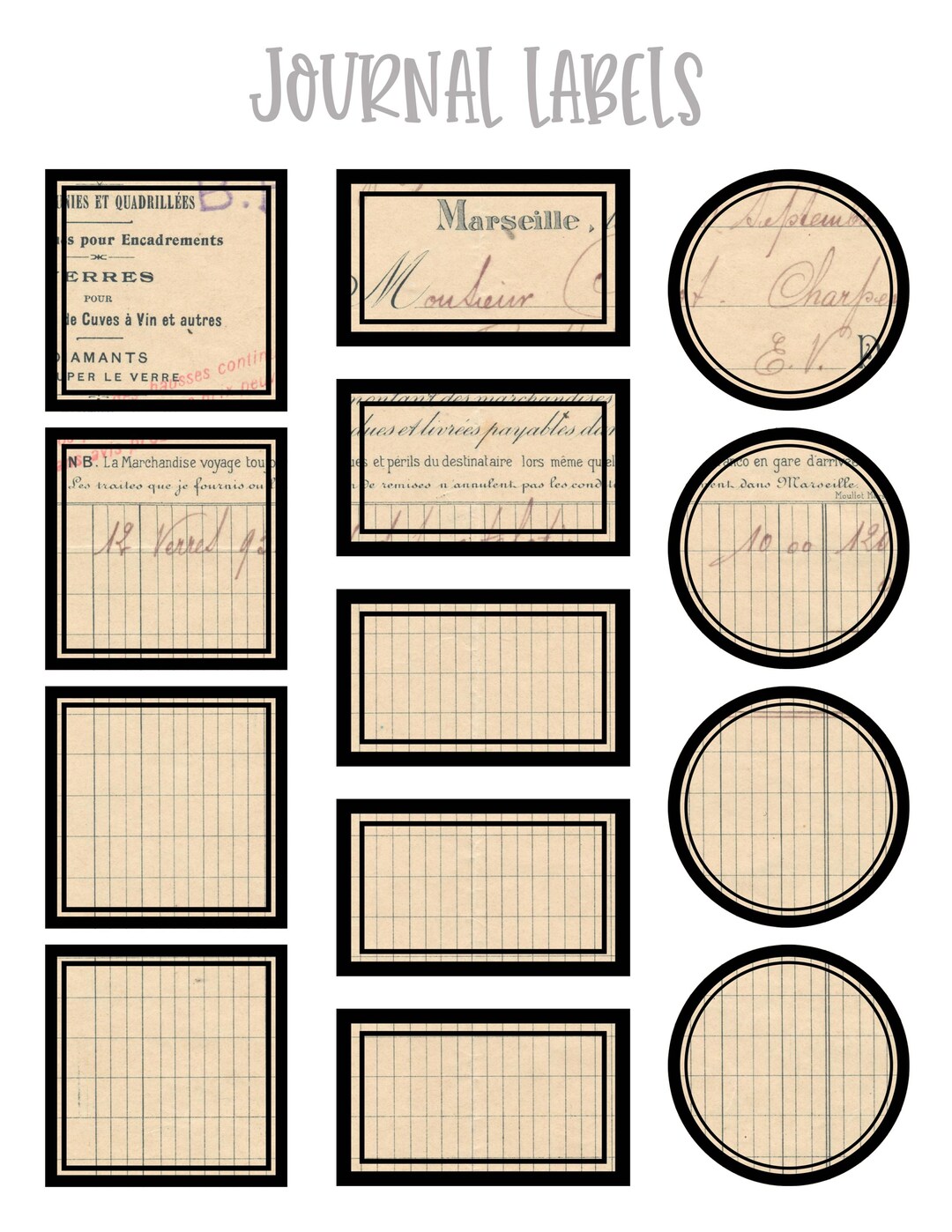 Ledger Journal Labels 5 Printable Labels Collage Sheet for Junk ...